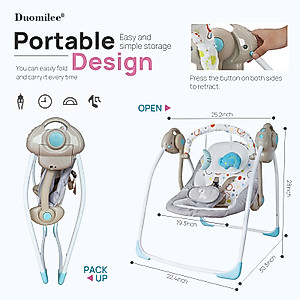Baby Swings for Infants to Toddler, Electric Baby Swings for Newborn, Baby Swing with Intelligent Music Vibration Box, Portable Baby Swing Load Resistance: 6-25 lb, Applicable Object: 0-9 Months