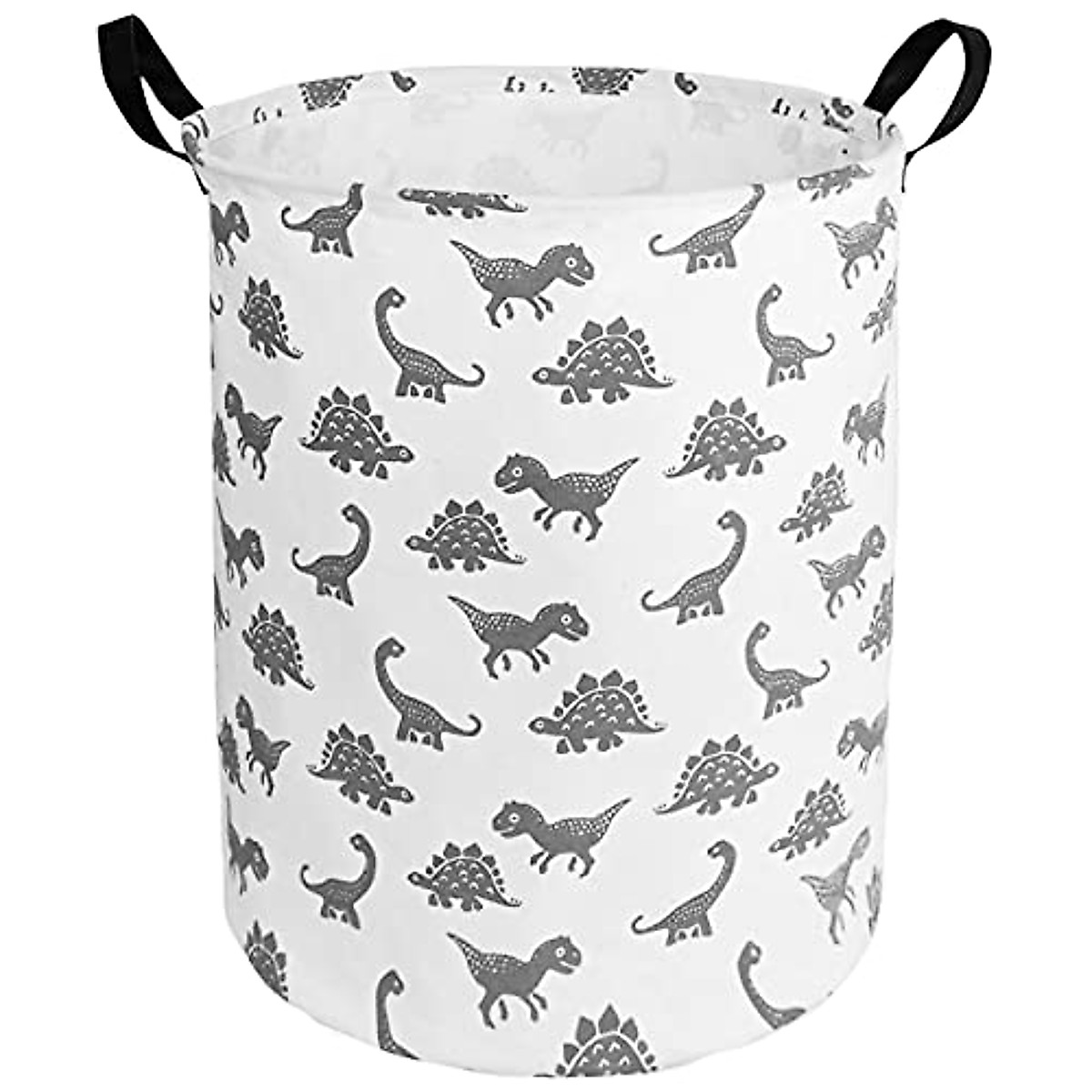 HUAYEE 19.6 Inches Large Laundry Basket Waterproof Round Cotton Linen Collapsible Storage bin with Handles for Hamper,Kids Room,Toy Storage(Dinosaur)