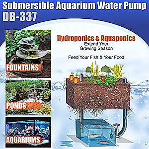 Aqua Dream 133 GPH Submersible Pump(500/H,6.5W) Ultra Quiet Adjustable Water Pump For Pond,Aquarium,Fish Tank,Fountain,Hydroponics,Statuary - 1 Pc