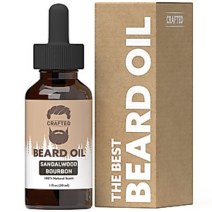 Crafted Beards Beard Oil Beard Oil Conditioner - Leave Your Beard Feeling Amazing - All Natural Ingredients - No Residue - Mustache Oil - 1oz - Made in the USA (Sandalwood Bourbon)