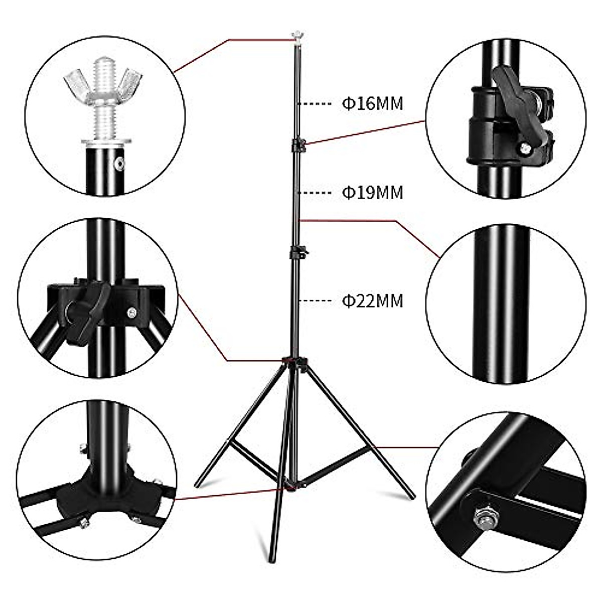 SH Heavy Duty Background Stand, 2x2M Backdrop Support System Kit with Carry Bag for Photography Photo Video Studio,Photography Studio1