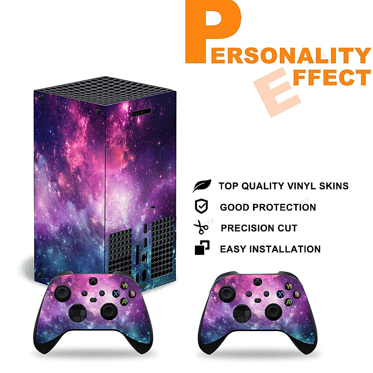 FOTTCZ Vinyl Skin for Xbox Series X Console and Controllers, Sticker Decal Protect Xbox Series X Devices - Light Purple Ancient Nebula
