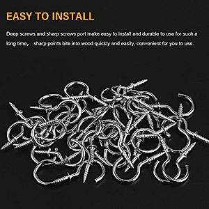 Powlankou 1inch Nickel Plated Metal Screw-in Ceiling Hooks Cup Hooks Silver, 120 Pieces