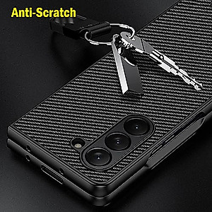 THikk Leather Case for Samsung Galaxy Z Fold 5, Carbon Fiber Texture Premium Faux Leather Slim Phone Case Scratch Resistant Protective Cover for Samsung Galaxy Z Fold 5,Black