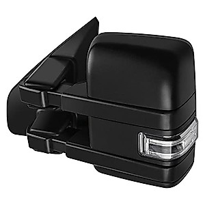 ORTUS UNI Power Heated Puddle Light turn Signal Towing Mirrors Pair (ABS,Black)