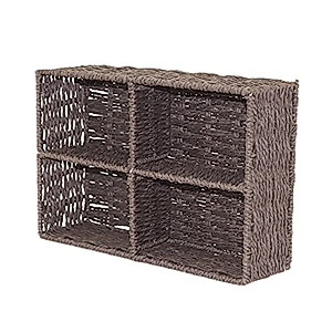 Toilet Paper Basket for Tank Topper,Woven Storage Box Cube Basket Bin Container, Shelf Cabinet(1pc) (12.20''L x 8.26''W x 3.93''H-02K)