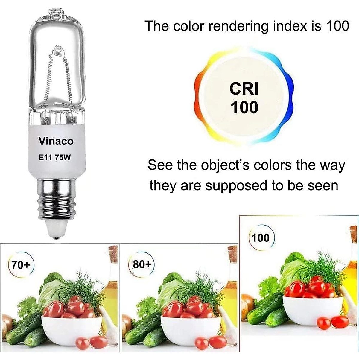 Vinaco E11 Bulb, JDE11 120v 75w Halogen Light Bulbs T4 E11 Bulb with E11 Mini Candelabra Base, High Output 1150lm E11 Halogen Bulb, 4PCS E11 Light Bulb with Warm White