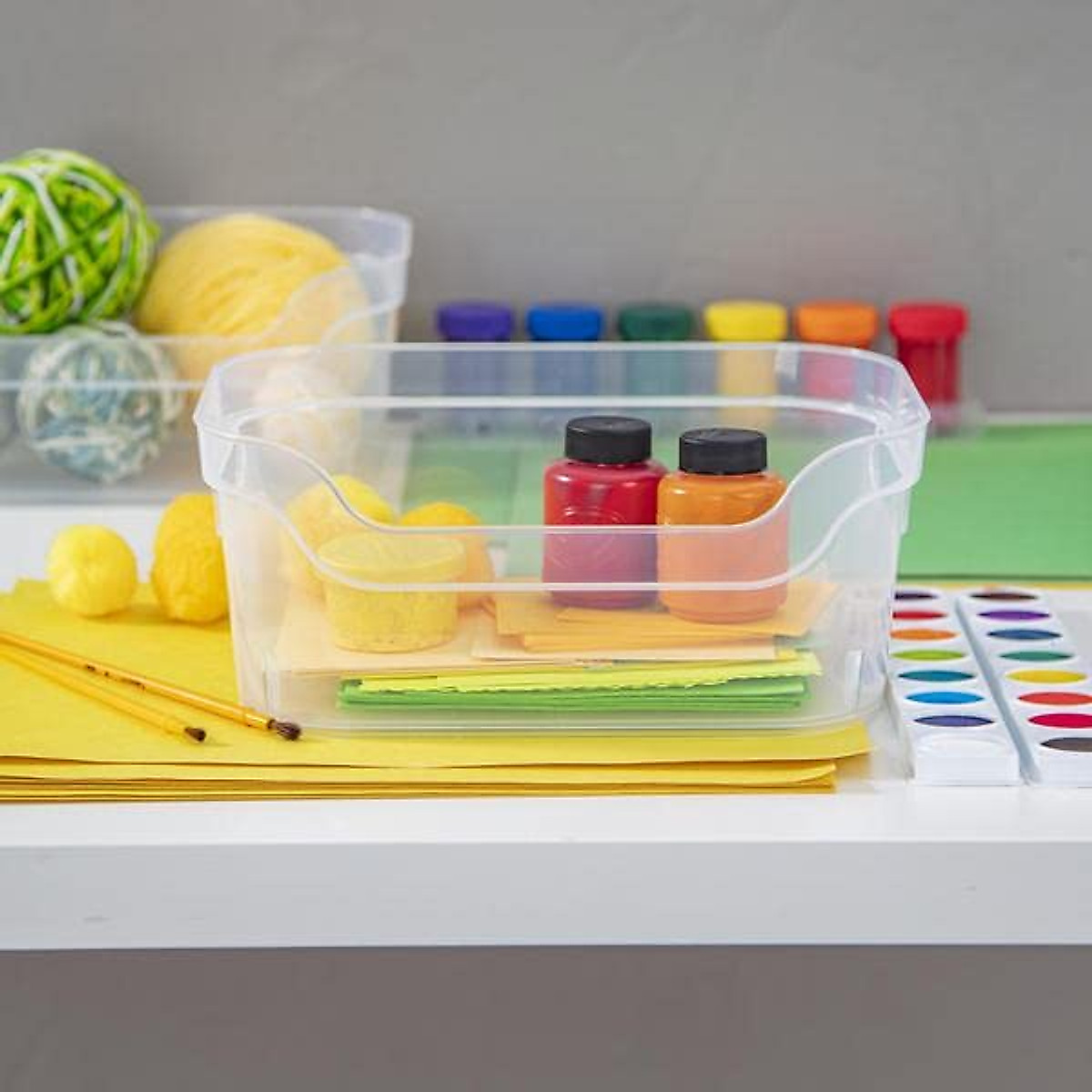 Tribello Open Clear Storage Bins, Closet Shelf Organizer Bins, Small, 9” X 6” X 4”, Pack of 4 - Made In USA