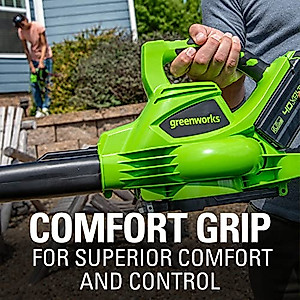 Greenworks 40V (185 MPH / 340 CFM) Brushless Cordless Blower / Vacuum, 4.0Ah Battery and Charger Included