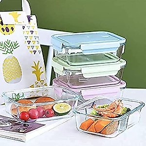 FineDine Glass Meal Prep Containers with Lids - Set of 3 Square 28 Oz Containers - Airtight, Leakproof, Microwave & Dishwasher Safe - Perfect for Snacks, Dips, and Meal Prep (Pink)