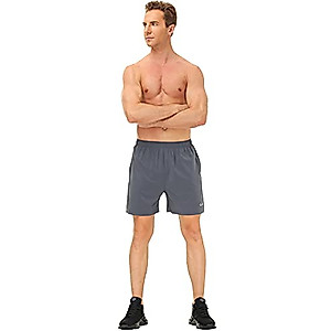 Cakulo Men's 5 Inch Running Tennis Shorts Quick Dry Athletic Workout Active Gym Training Soccer Shorts with Pockets Liner Grey S