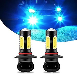 Jawmoy 2 PCS Car LED Front Fog Lights, 9005 Ultra-Clear High-light Light Replace Bulbs, 7.5W COB 6000K Headlights, Universal for Most Cars (Blue)