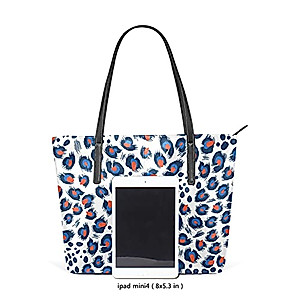 Leopard Print Cheetah Blue & Red Handbags Shoulder Bags Leather Crossbody Handbag for Women Tote Satchel