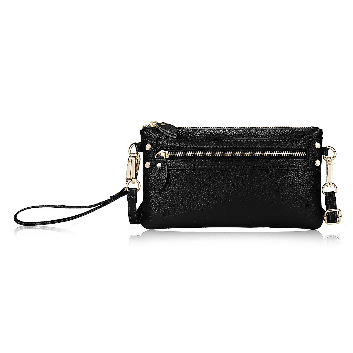 YALUXE Genuine Leather Wristlet Handbags Purses Clutch Pouch Wallet Crossbody Bags for Women