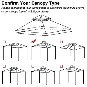 Yescom 8'x8' UV30+ Gazebo Canopy Replacement Top Cover Grey for Dual Tier Outdoor Patio Garden Tent Y0088T09