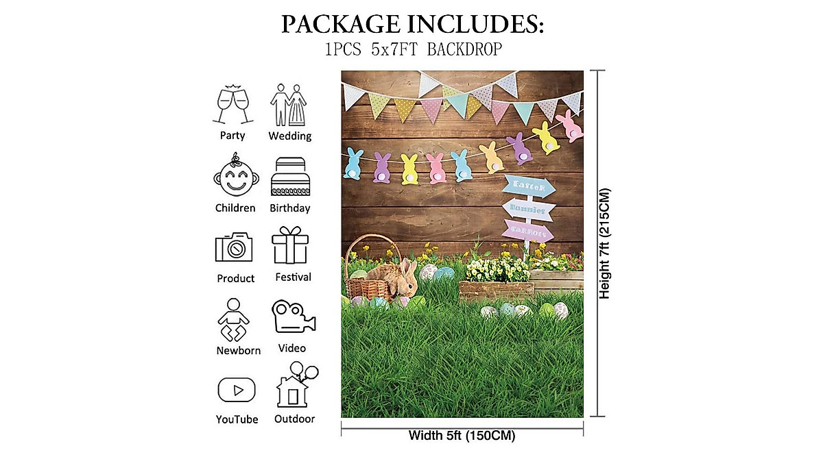 Spring Easter Photography Backdrop - Durable 5x7ft Fabric for Photos