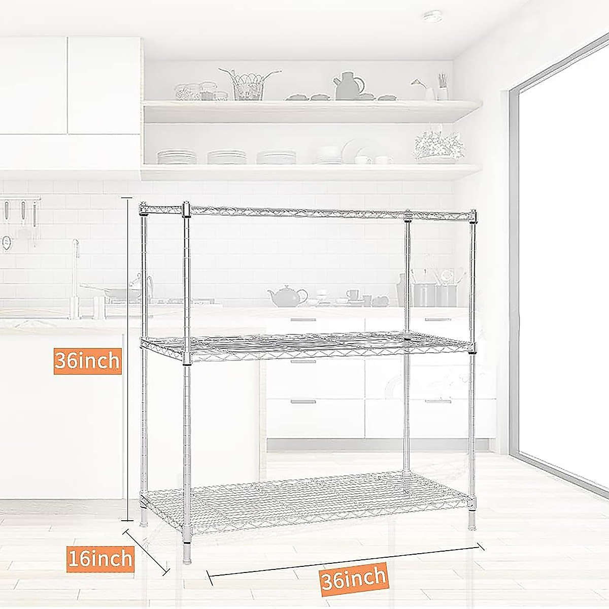 Catalina Creations EFINE 3-Shelf Shelving Unit Unit with 3-Shelf Liners,Adjustable Storage Shelves,Heavy Duty Organizer Wire Shelving Rack for Pantry Closet Kitchen Basement