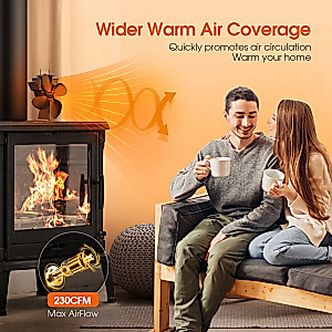 dskaoo Wood Stove Fan Heat Powered Non Electric, 4 Blades Fireplace Fan Save Energy, Efficient Heat Distribution, Quiet Wood Burning Stove Fan Thermal Fan for Buddy Heater/Gas Stove