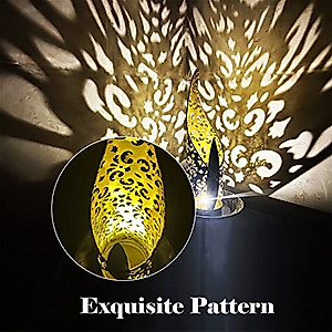 Fawgold Garden Solar Lights Pathway Outdoor Stake Metal Lights,Waterproof Warm White LED for Lawn,Patio or Courtyard