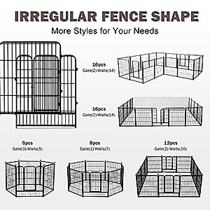 Avocahom Metal Dog Playpen 16 Panel Dog Pen 32Inch Height Exercise Pen w/2 Doors for Small/Medium Dogs Outdoor Indoor RV Yard w/36 Floor Protectors & 8 Straps, Black