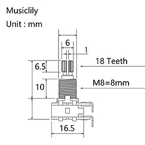 Musiclily Pro Aluminium Mini Metric Sized Blend Pots MN500K Dual Balance Potentiometers with Center Detent for Guitar (Set of 2)