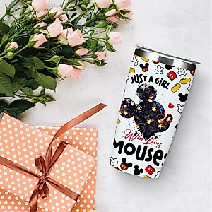 Inspired Cartoon Mouse Tumbler - Magic Mouse Lovers Coffee Mug, Animal Themed Gifts for Women, Girls, Niece - Friendship Birthday Christmas 20 oz Stainless Steel Travel Thermos Insulated Cup