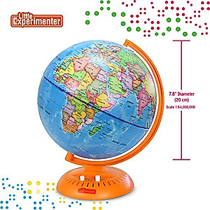 3-in-1 Light Up Globe for Kids - 8” Illuminated Star Map World Globes With Built-in Night Lamp Projector, And Stand - Learning & Educational Stem Toys, Gifts for Kids Ages 8 9 10 11 12 13+ Years Old