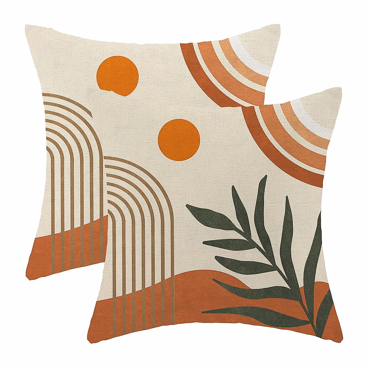 BETGINY Boho Pillow Covers 18X18 Inch Set of 2 for Bohemian Mid Century Throw Pillow Covers Green Leaves Cushion Cases Farmhouse Decorative Outdoor Pillow Covers for Couch Home Sofa Living Room