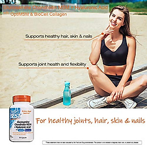 Doctor's Best Glucosamine Chondroitin MSM + Hyaluronic Acid with OptiMSM Featuring Biocell Collagen, Joint Support, Non-GMO, Gluten & Soy Free, 150 Caps
