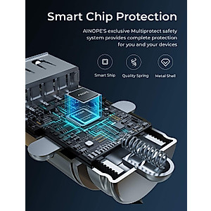 AINOPE Car Charger Adapter【Smallest Metal】 4.8A Cigarette Lighter USB Car Charger Adapter Dual Port 12V USB Outlet Flush Fit for iPhone 16 Pro Max/15/14 iPad Air Samsung Galaxy S25 S24 Ultra,Sliver