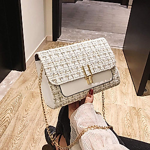 BOLUBILUY Women's Elegant Messenger Bag,Fashion Button Woolen Simple Design Chain Shoulder Bag Messenger Bag Purse Phone