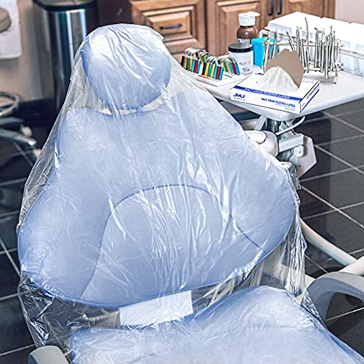 JMU Dental Full Chair Cover, Disposable Clear Plastic Sleeve Protector, 29" x 80", Box of 125