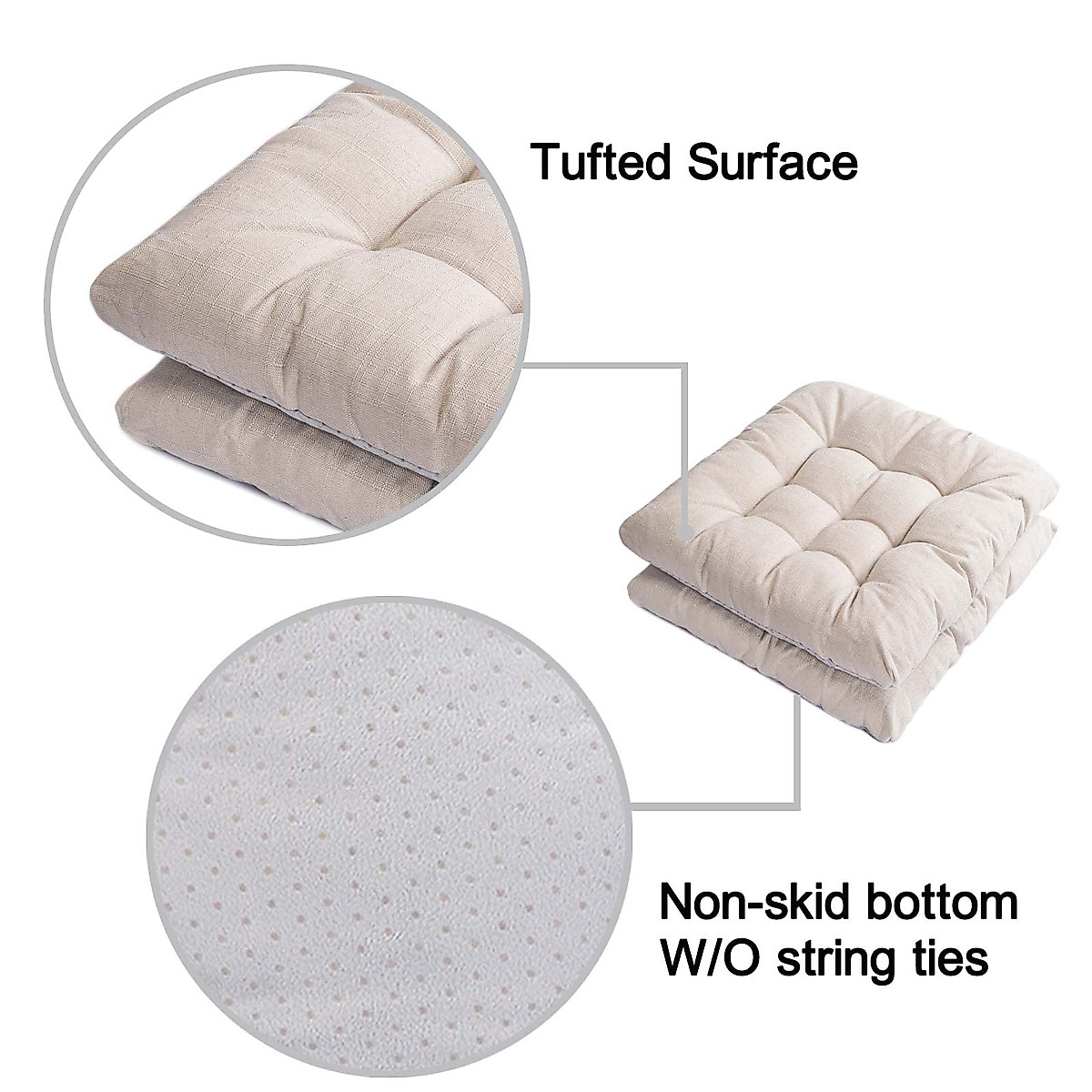 SEKUMDAN Outdoor Indoor Chair Cushions 20" x 20" Seat Patio Cushion Premium Comfortable Thick Fiber Fill Tufted Floor Wicker Seat Pads, Set of 2 (2 Count (Pack of 1), Cream)