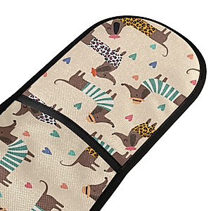 susiyo Double Oven Mitts Cute Dachshunds Dogs Heat Resistant Oven Glove Extra Long Potholder for Kitchen Cooking Baking BBQ Microwave Handling Hots and Pans, 35x7 Inch