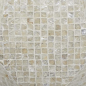 Deco 79 Mother of Pearl Shell Handmade Side End Accent Table End Table, Side Table 16" x 16" x 19", Cream