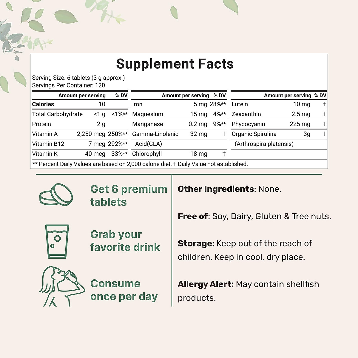 Micro Ingredients Organic Spirulina Supplement, 3000MG Per Serving, 720 Tablets (4 Month Supply), No Filler & Non-GMO, Rich in Vegan Protein, Vitamins & Prebiotics, Premium Spirulina Pills