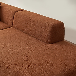 Pamag pieeoo Modular Sectional Sofa Couch for Living Room, Lambswool Fabric Modern L-Shape Sectional Sofa with Right Chaise Lounge, Living Room Upholstered 5-Seater Corner Sofa Couch (Orange)