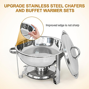 Nova Microdermabrasion Chafing Dish Buffet Set of 4, 5QT Stainless Steel Chafing Dishes for Buffet Food Warmer for Parties Catering Event with Food Water Pan, Fuel Holder