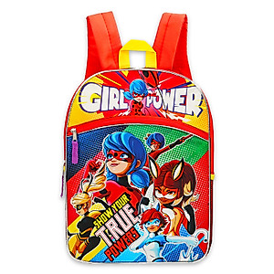 Miraculous Ladybug Backpack Set - Bundle with 16" Miraculous Ladybug Backpack with Superhero Stickers and More (Miraculous Ladybug School Supplies)