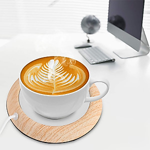Zerone USB Wood Grain Cup Warmer Heat Beverage Mug Mat Office Tea Coffee Heater Pad Coffee Milk Tea Water Cocoa Office Desk Home Christmas Birthday Lover Black(Light Walnut Grain)
