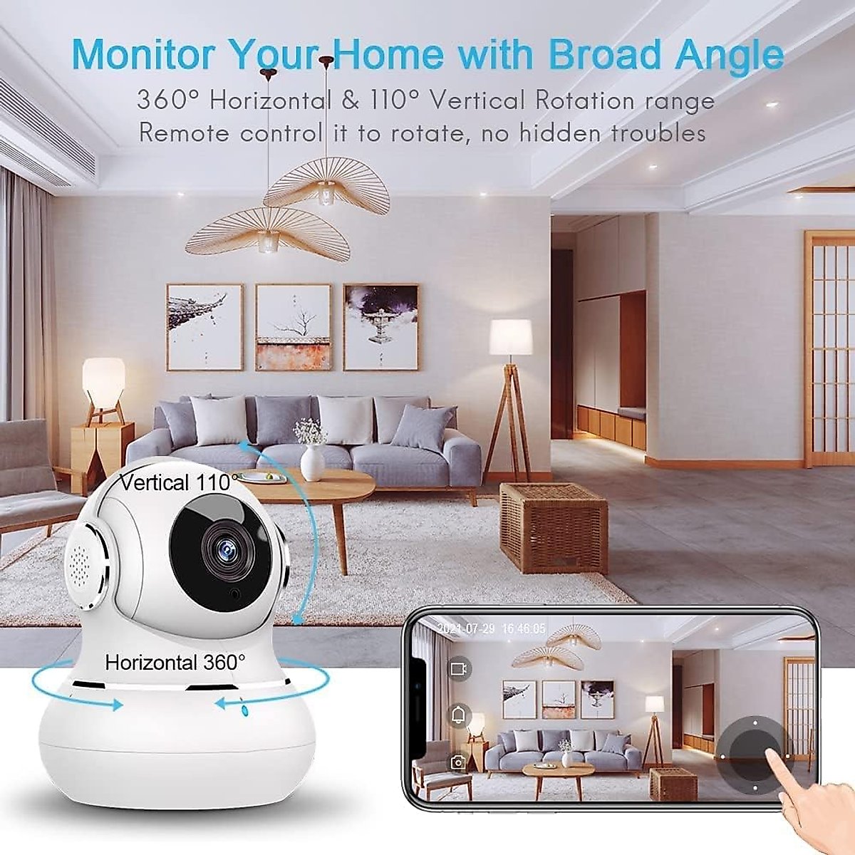 litokam Indoor Security Camera with 360° Motion Tracking, WiFi Baby Monitor Camera with Night Version, 1080P Home Security Cameras Wireless for Dog, Pet Camera with App, Two Way Audio, 2 Pack
