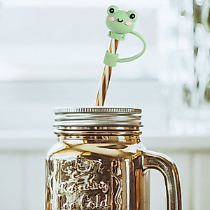GLEAVI 8pcs Animals Straw Tips Cover Reusable Cute Frog Straw Toppers Straw Cover Plugs for Drinking Straws Party Straw Caps Decoration