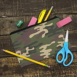 Green Camouflage Pencil Pen Organizer Zipper Pouch Case