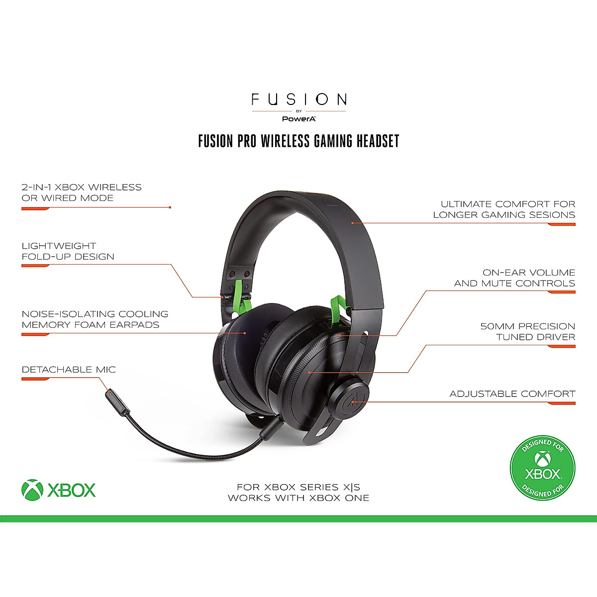 PowerA FUSION Pro Wireless Gaming Headset for Xbox Series X|S