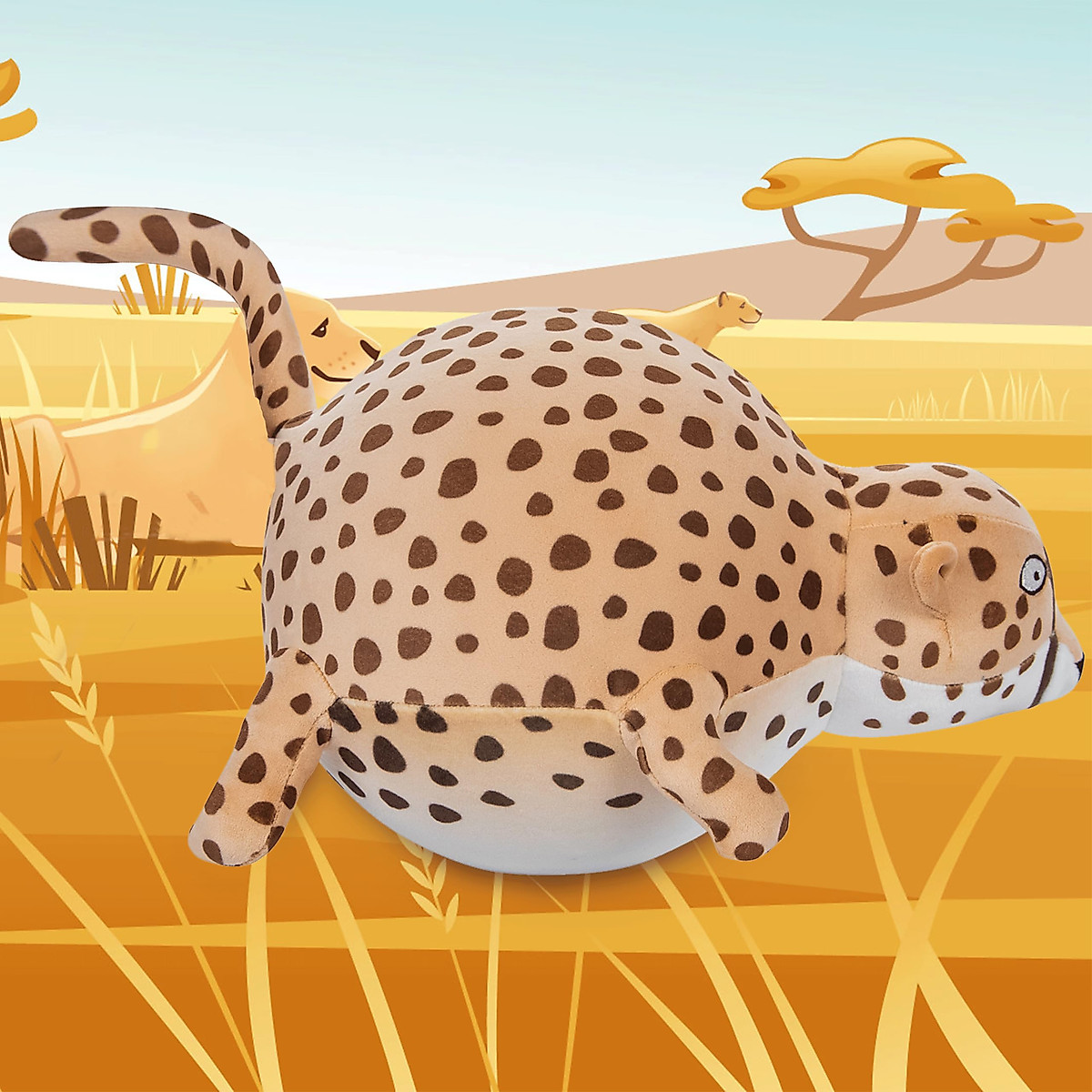 AmyToo 15”Cheetah Stuffed Animal Fat Obesity Ball Plush Toys Animated Stuffed Plushies Birthday Gifts for Kids Boys Girls