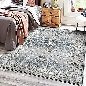 YOUFORTONG Washable 5x7 Area Rugs: Rugs for Living Room Ultra Soft Carpet for Bedroom Waterproof Rug Non Slip Rugs for Hardwood Floors (Gray, 5x7)