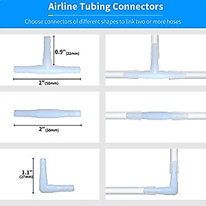AquaMonica Aquarium 355 Inch Airline Tubing Air Pump Accessories Set 6 Barb Check Value for Fish Tank 8 Aquarium Suction Cups 6 Barb air Controller and 18 in Total for I,L,T Shape Barb Connectors