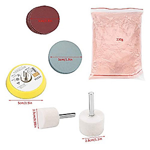 Glass Polishing Kit, Windscreen Scratch Removal Set Ceric Dioxide Abrasive Discs Polish Pads Felt for Removing Wiper Blade Damage, Scuffs