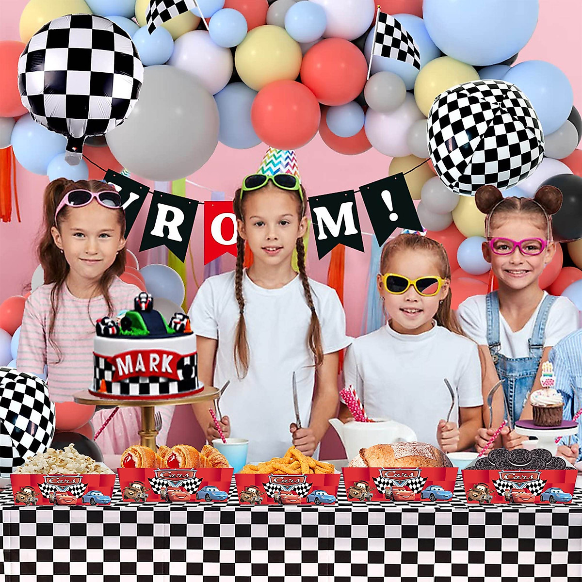 Cars Birthday Party Supplies, Cars Party Decorations, 24pcs Cars Paper Food Trays, Cars Party Favors Movie Snack Trays Hot Dog Popcorn