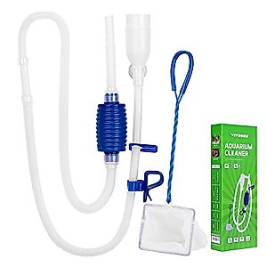 VIVOSUN Aquarium Gravel Cleaner Siphon Fish Tank Vacuum Cleaner with Fishing Net Long Nozzle Water Flow Controller - BPA Free